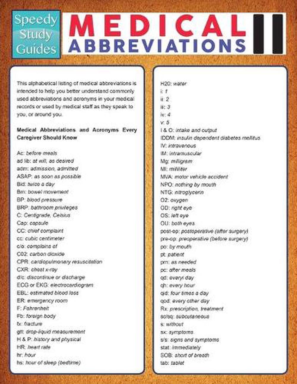 Medical Abbreviations II Speedy Study Guide By Speedy Publishing LLC medical-abbreviations-ii-speedy-study-guide-by-speedy-publishing-llc