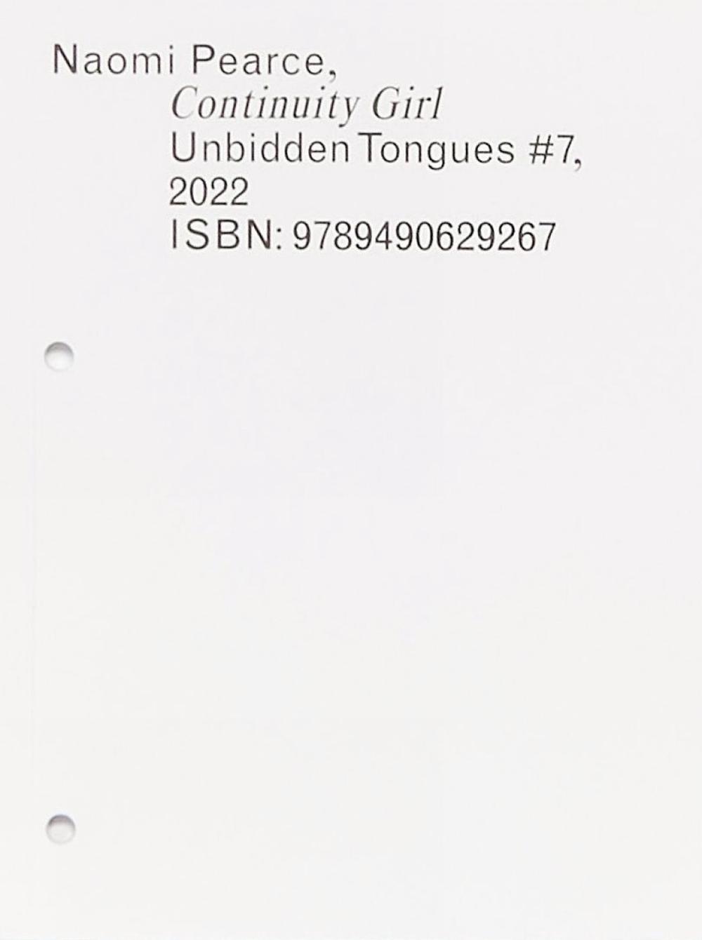 Unbidden Tongues #7: Continuity Girl by Naomi Pearce (English ...